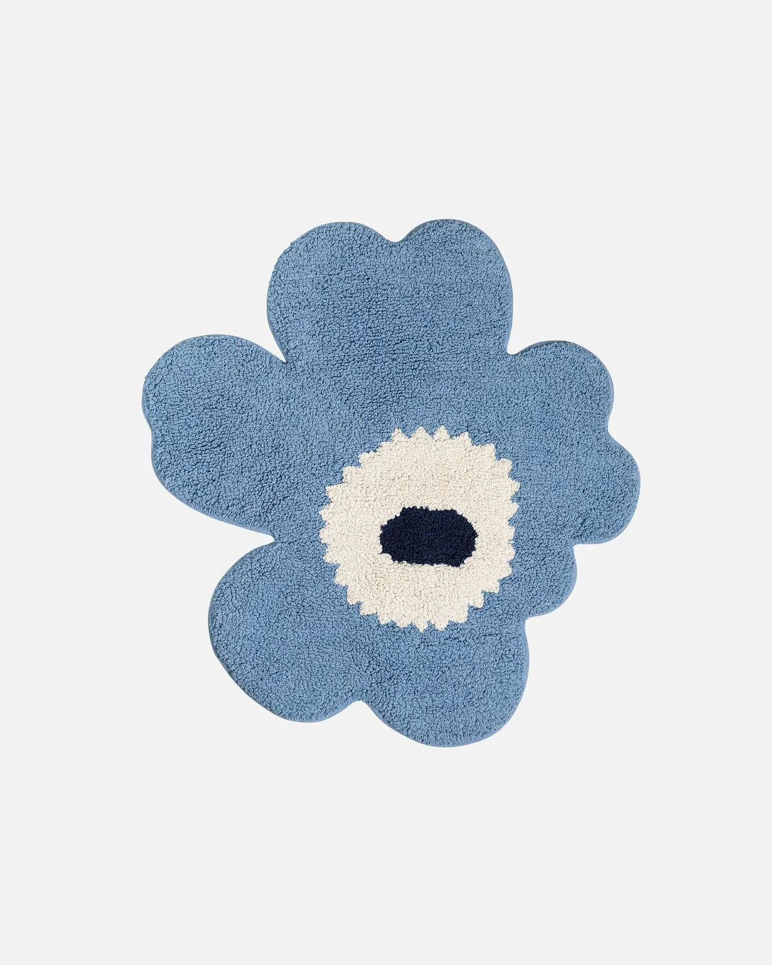 Unikko Bath mat 73x74 cm light blue off white navy — Studio Pazo