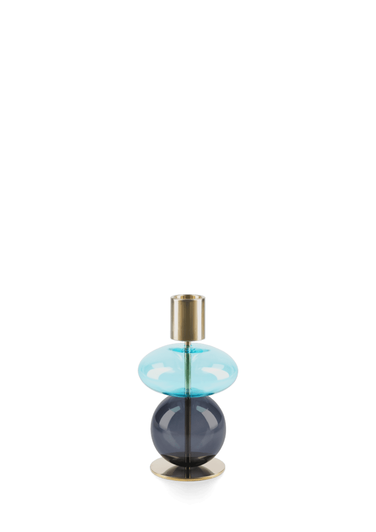 Bubble Candle holder H14 cm - Blue, Light blue/Smoke — Studio Pazo