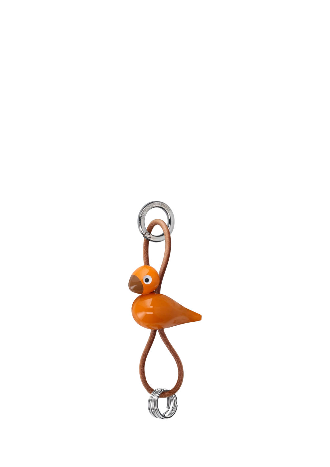 Kay Bojesen Bird silver Keychain with Natural Leather, orange — Studio Pazo