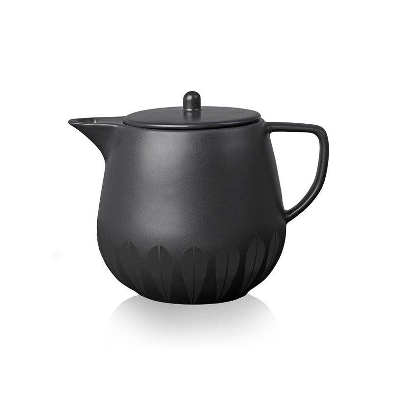 Lotus Tea Pot | Black with black lotus pattern — Studio Pazo